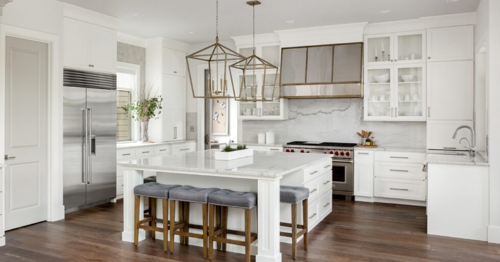 Design Light Wood Cabinets With White Countertops